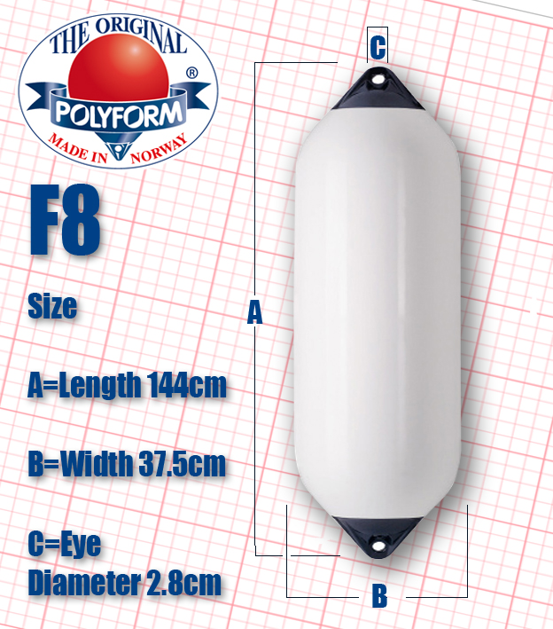 POLYFORM FENDER F8 WHITE-BLUE - CMS